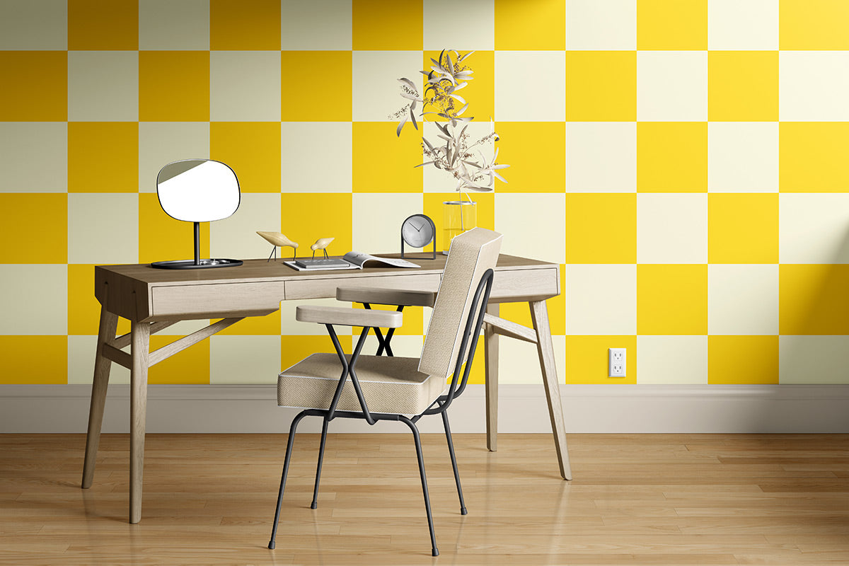 Papier peint panoramique Damier Classique Jaune - E-Papier-Peint – e ...